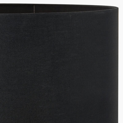 25CM BLACK POLY COTTON DRUM LAMPSHADE CYLINDER TABLE LAMP SHADES