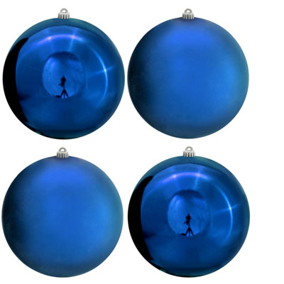 25cm Blue Bauble Set Shiny/Matte (4 pc)