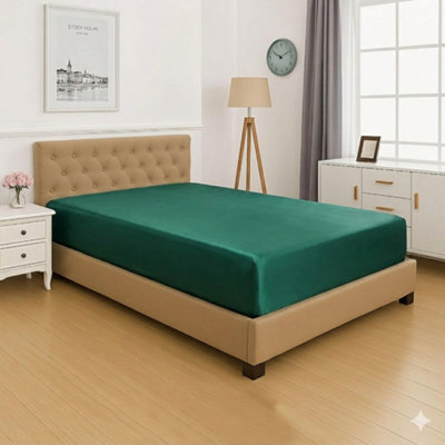 25cm Deep Pocket Fitted Sheet Jade Green Super Soft Microfiber Bed ...