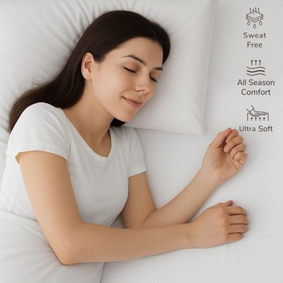25cm Deep Pocket Fitted Sheet White Soft Brushed Microfiber, Breathable ...