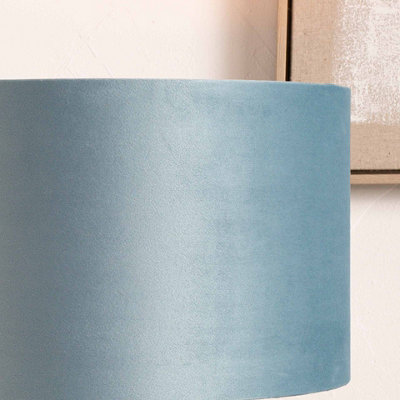 25cm Duck Egg Velvet Cylinder Lampshade Soft Blue Table Lamp Shade