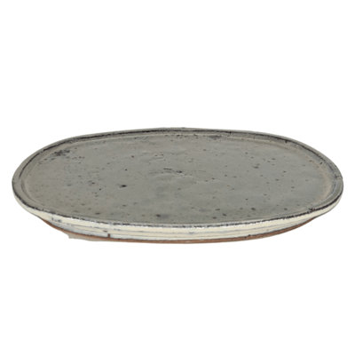 25cm Glazed Bonsai Pot Drip Tray - Oval - White