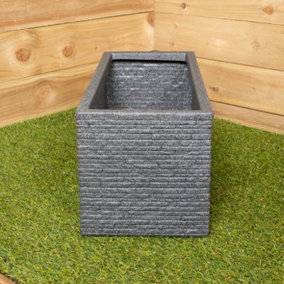 25cm Plastic Ash Grey Slate Effect Garden Patio Trough