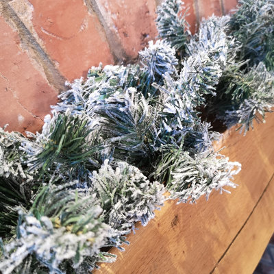 25cm x 270cm 9ft Kaemingk Luxury Green Christmas Imperial Garland Snowflocked | DIY at B&Q