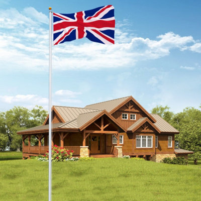 25ft Flag Pole with 2 Union Jack Flags