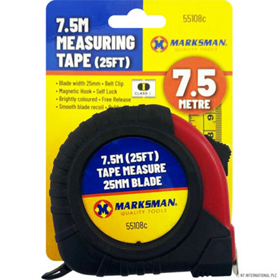 25Ft Measuring Tape Measure Grip Safety Lock Builders Carpenter Tool 7.5M