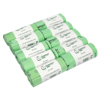 25L Compost Bag Compostable Kerbside Caddy Liners - 10 Rolls