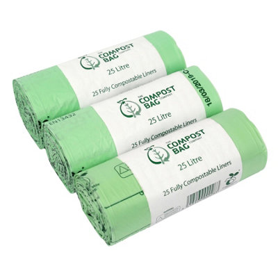 25L Compost Bag Compostable Kerbside Caddy Liners - 3 Rolls