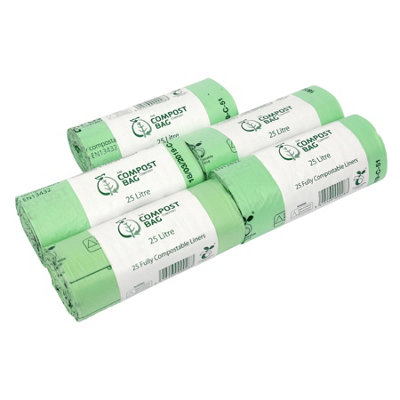 25L Compost Bag Compostable Kerbside Caddy Liners - 5 Rolls