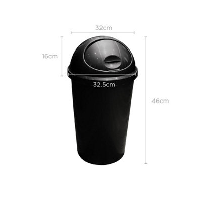 25L Plastic Bullet Dome Lid Dustbin Black