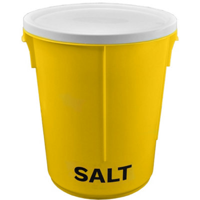 25L Yellow Grit Salt Bin 43cm with Lid and 10kg Brown De-icing Salt for ...