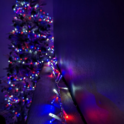 25m 1000 LEDs Indoor Outdoor Christmas Lights in Red White Blue with Timer