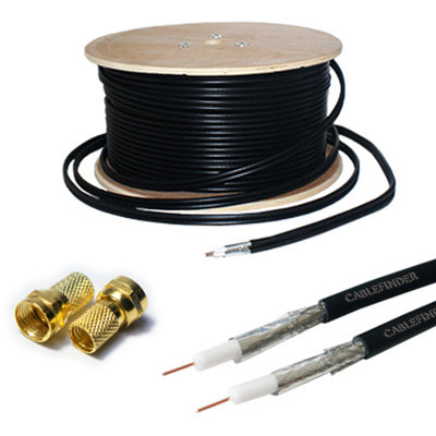 25m (82 ft) + 4x F Connectors - RG6 Twin Coaxial Shotgun Cable Aerial ...