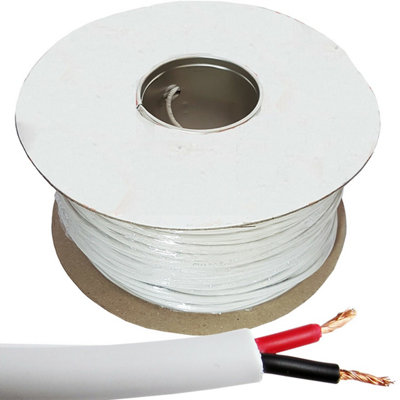 25m (82 ft) - Double Insulated Speaker Cable 1.15mm White 100V Volt PA ...