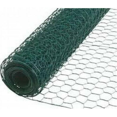 25m x 1.2m PVC-Coated Chicken Wire Green Galvanised Mesh for Rabbit ...