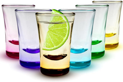 25ml Coloured Shot Glasses Set of 6 Heavy Base for Bar Glassware ...