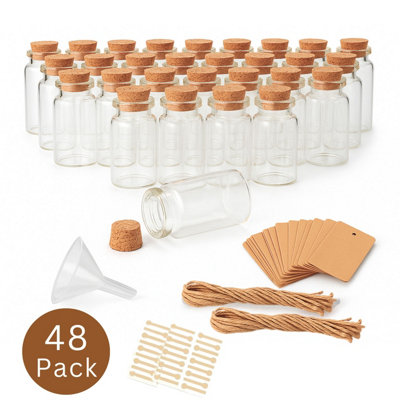 25ml Mini Glass Bottles with Corks - 48 Small Airtight Jars for DIY ...