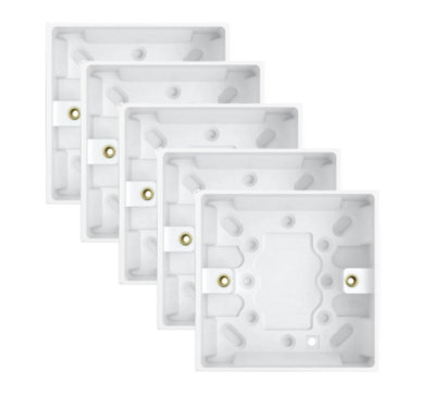 25mm 1 Gang Single Pattress Back Box White Plastic - Pack of 5
