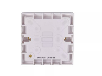 25mm 1 Gang Single Pattress Back Box White Plastic - Pack of 5
