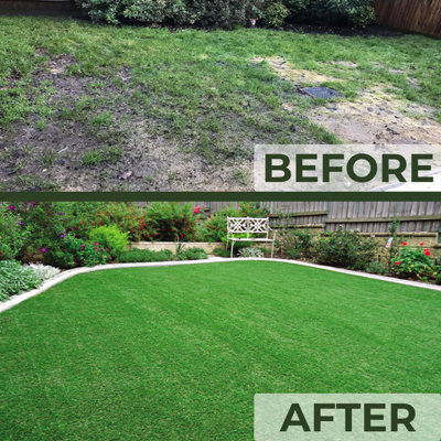 25mm Artificial Grass - 2m x 16m - Natural and Realistic Looking Fake ...