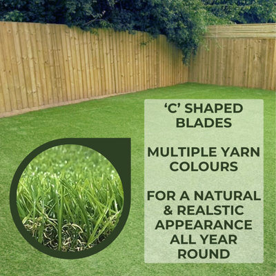 25mm Artificial Grass - 2m x 3m - Natural and Realistic Looking Fake ...
