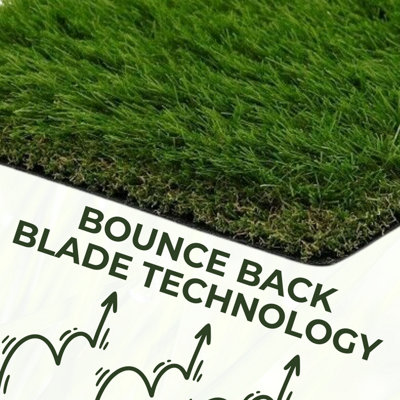 25mm Artificial Grass - 5m x 7m - Natural and Realistic Looking Fake ...