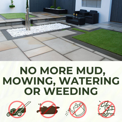 25mm Artificial Grass - 5m x 7m - Natural and Realistic Looking Fake ...