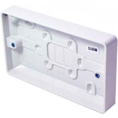 25mm Deep Twin Plastic Surface Mounted Back Box 2 Gang Wall Pattress Outlet