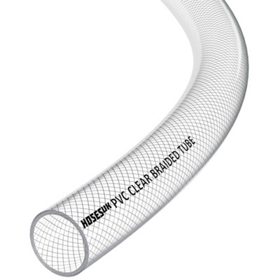 25MM ID PVC REINFORCED BRAIDED CLEAR HOSE X 17 METRES FOR WATER ...