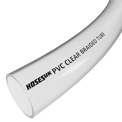 25MM ID PVC REINFORCED BRAIDED CLEAR HOSE X 17 METRES FOR WATER ...