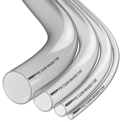 25MM ID PVC REINFORCED BRAIDED CLEAR HOSE X 17 METRES FOR WATER ...