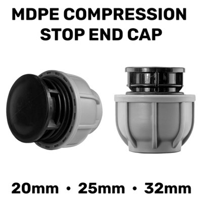 Buy 25mm mdpe compression fitting BLANKING END CAP for use with 25mm mdpe water supply pipe ...