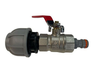 25mm MDPE compression water pipe fitting- full flow metal lever valve ...
