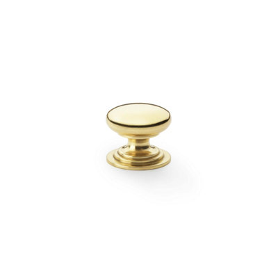 25mm Polished Brass Cabinet Button Knob Pull Layered Mushroom Kitchen