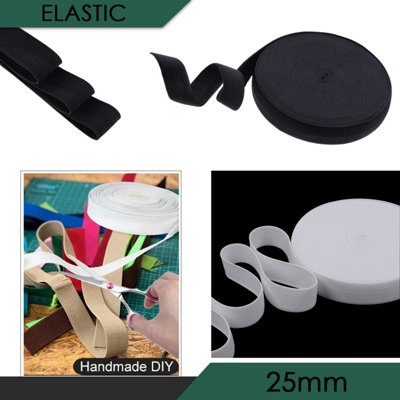 25mm Wide Flat Elastic Band, Stretchable Elastic Cord Flat Tape, White ...