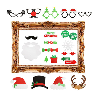 25PC CHRISTMAS NOVELTY PHOTO BOOTH SELFIE FRAME & PROPS PHOTOBOOTH
