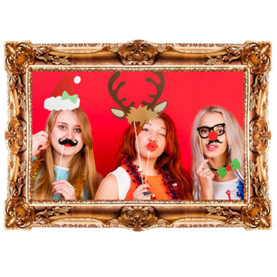 25pc Christmas Novelty Photo booth Selfie Frame & Props Photobooth