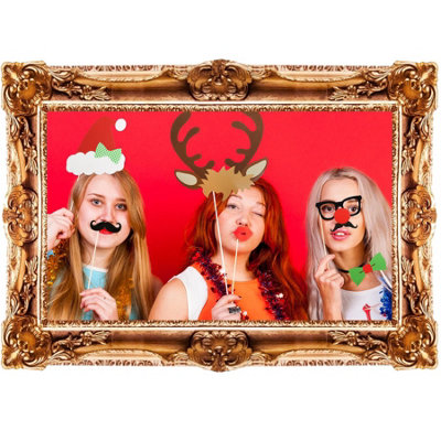 25PC CHRISTMAS NOVELTY PHOTO BOOTH SELFIE FRAME & PROPS PHOTOBOOTH