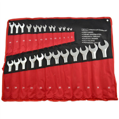 25pc Metric Combination Combo Spanner Set Open Ended / Ring 6mm to 32mm ...