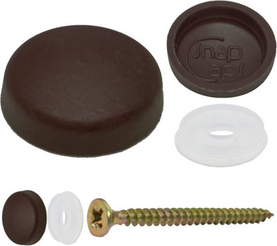 25pcs Brown Two Piece Snap On Screw Cover Cap Clip On Plastic Dome ...