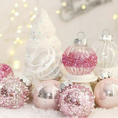 25Pcs Pink Christmas Decoration Christmas Baubles Set Xmas Ornament Hanging Christmas Tree Ball