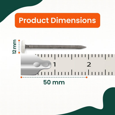 25pk UPVC Panel Pins 50mm Poly Top Pins Nails Plastic Headed Fascia ...