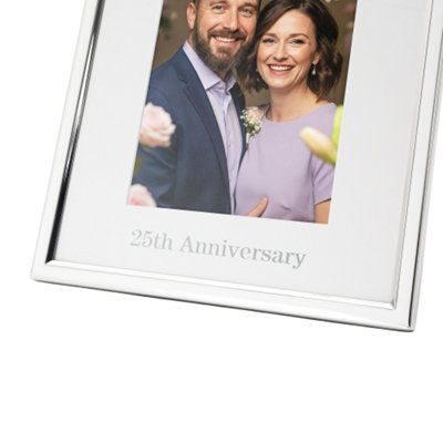 25th Anniversary 5x7 Silver Frame with Diamante Rings