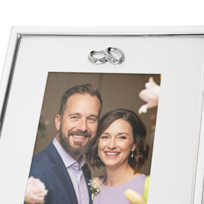25th Anniversary 5x7 Silver Frame with Diamante Rings