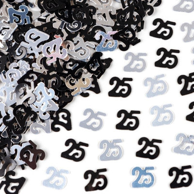 25th Birthday Confetti Black & Silver 2 pack x 14 grams birthday ...