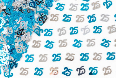 25th Birthday Confetti Blue & Silver 1 pack x 14 grams birthday ...