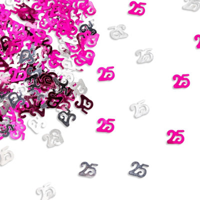 25th Birthday Confetti Pink & Silver 1 pack x 14 grams birthday ...