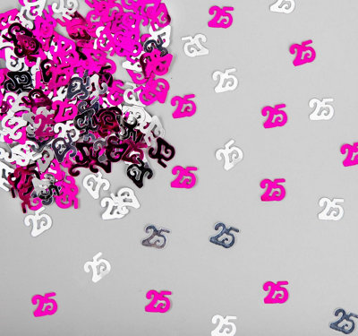 25th Birthday Confetti Pink & Silver 1 pack x 14 grams birthday ...