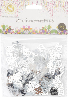 25th Birthday Confetti Silver 1 pack x 14 grams birthday decoration ...
