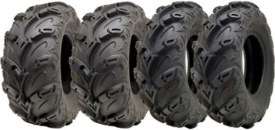 25x10.00-12 & 25x8.00-12 ATV Quad Tyres OBOR Mudsling Road Legal (Set ...